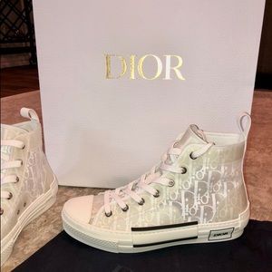Dior | Shoes | Dior B23 High Top Canvas Oblique White | Poshmark